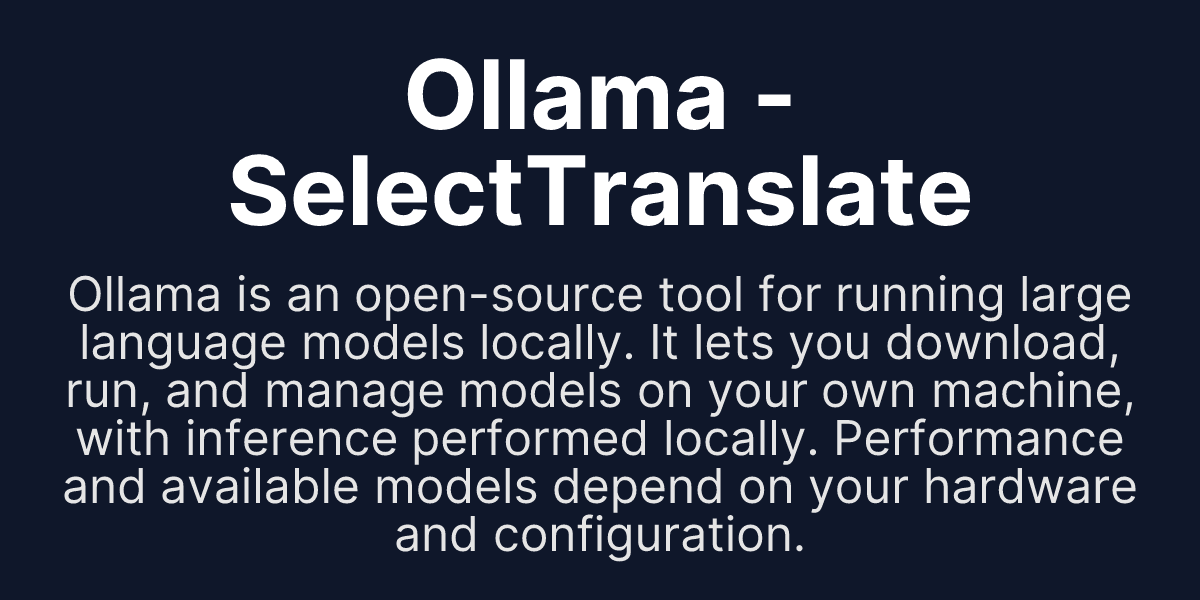 Ollama - SelectTranslate